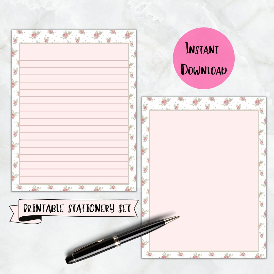 Floral Bouquet Printable Stationery Paper, Letter Writing Paper ...
