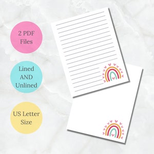 Boho Rainbow Stationery Printable, Printable Letter Writing Paper ...