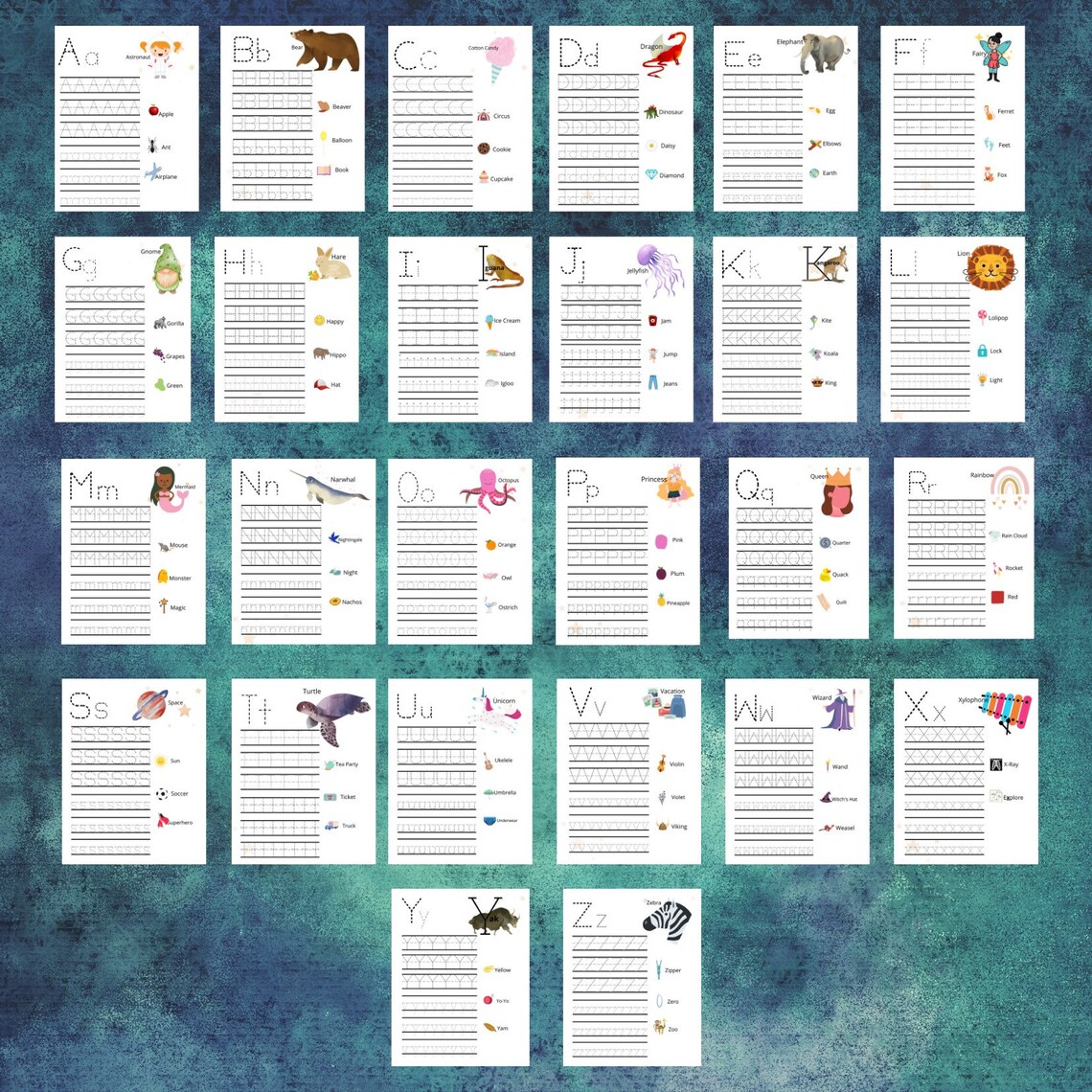 Alphabet Worksheets Set, Abcs Printable Activity Sheets, Homeschool ...