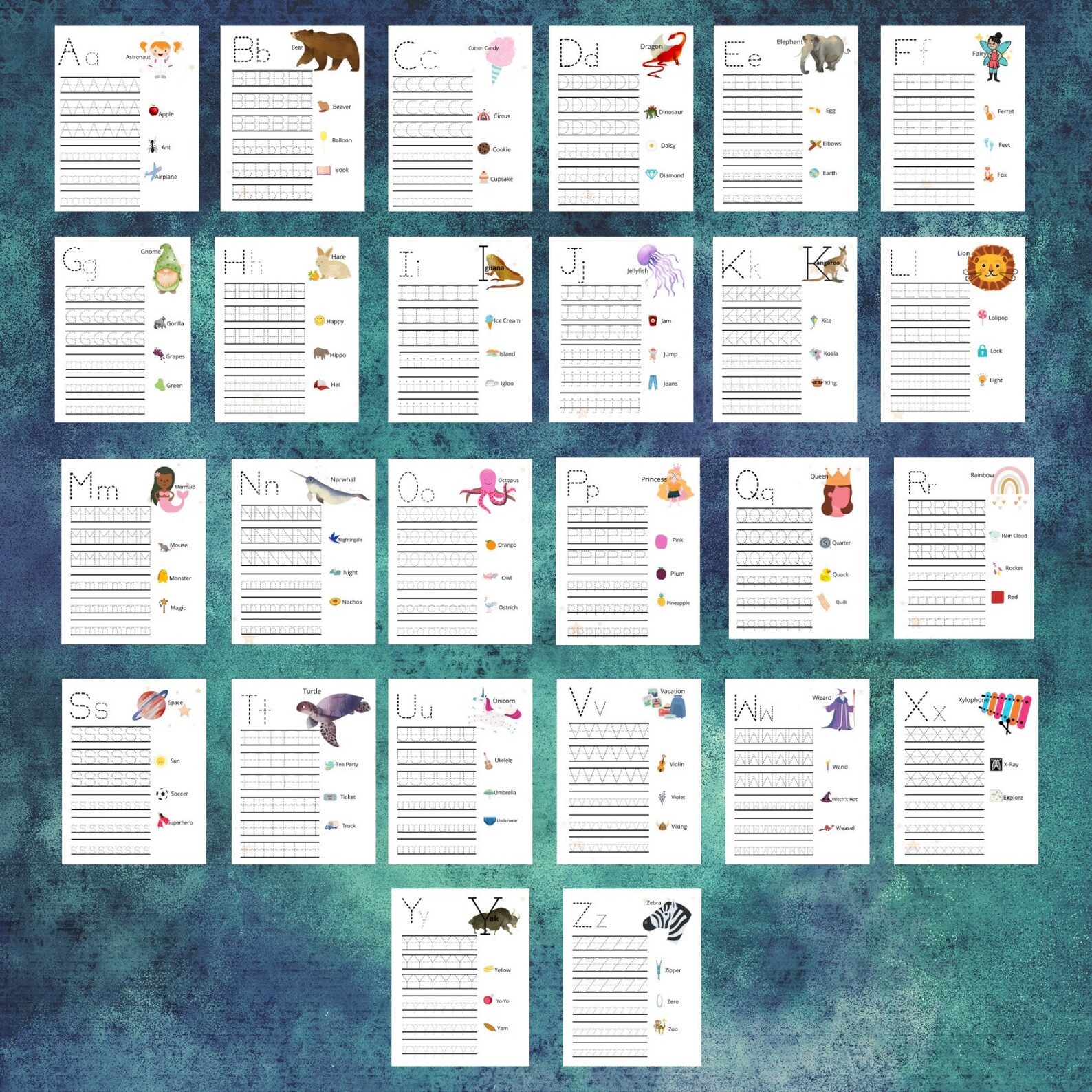 Alphabet Worksheets Set, Abcs Printable Activity Sheets, Homeschool ...