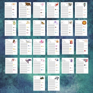 Alphabet Worksheets Set, Abcs Printable Activity Sheets, Homeschool ...