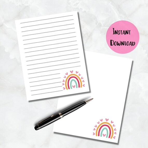 Boho Rainbow Stationery Printable Printable Letter Writing - Etsy
