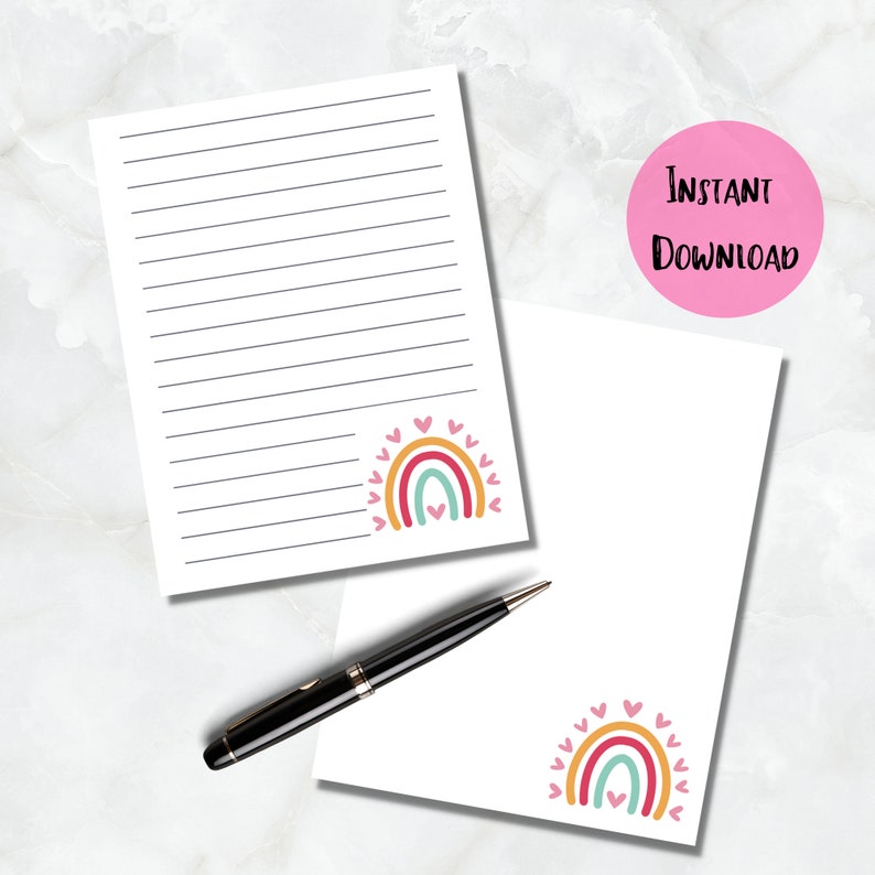 Boho Rainbow Stationery Printable, Printable Letter Writing Paper ...