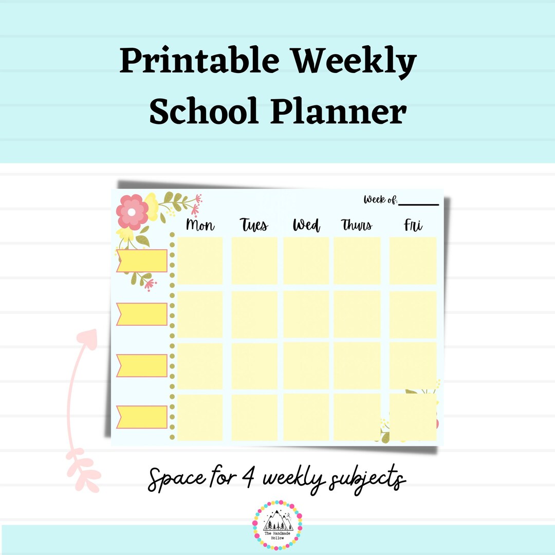 Printable Weekly Lesson Plan, Printable Study Planner, School Printable ...