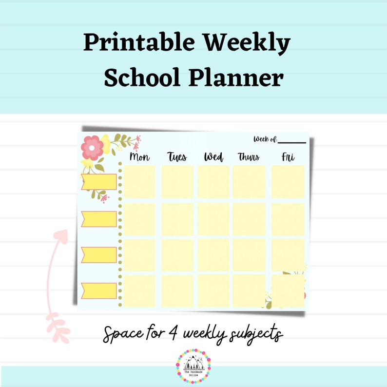 Printable Weekly Lesson Plan, Printable Study Planner, School Printable ...