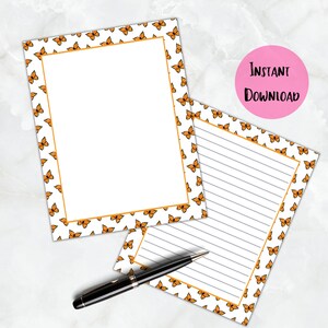 Monarch Butterfly Stationery Set, Printable, Letter Writing Paper ...