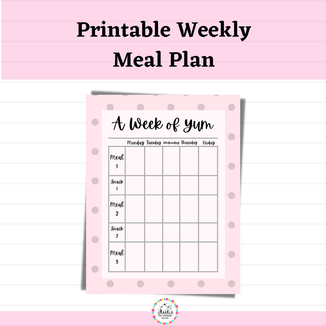 Printable Weekly Menu, Printable Meal Plan, Printable PDF - Etsy