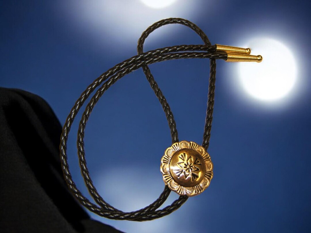 Unique Bolo Tie Polished Brass Bolo Tie Antiqued Leather Bolo Tie Bola ...