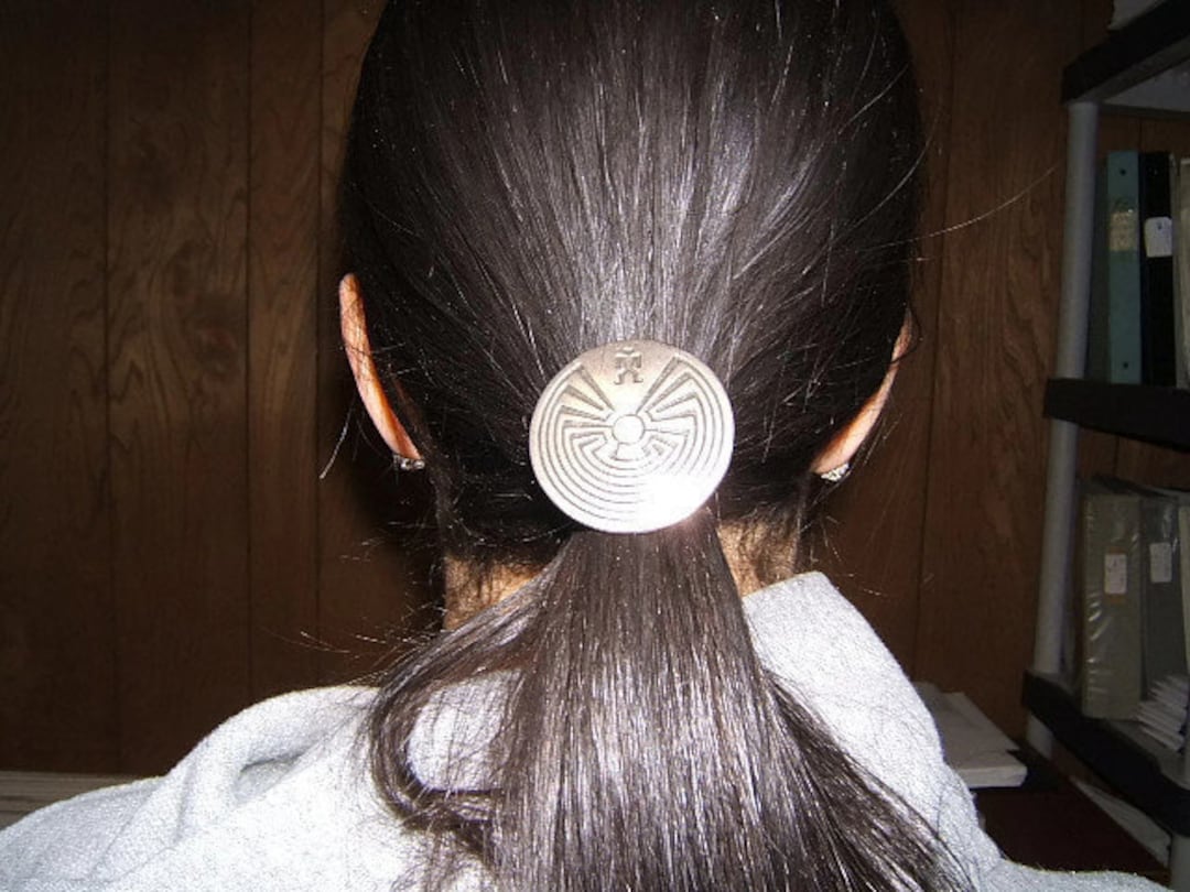 Pewter Antiqued Man in the Maze Ponytail Holder Native American ...