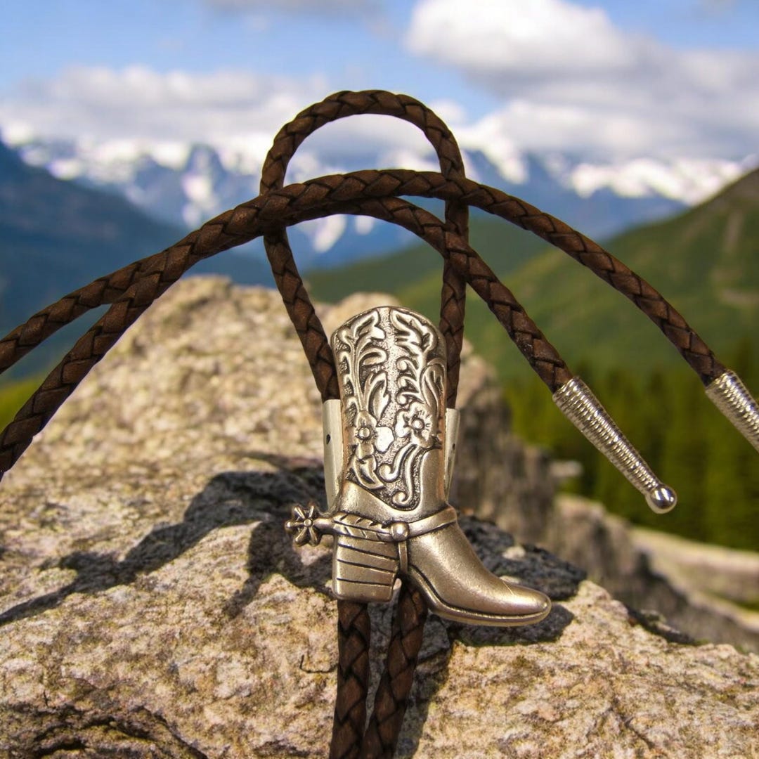 Cowboy Boot Necklace Silver Bolo Tie Rodeo Necklace Cowgirl Necklace ...