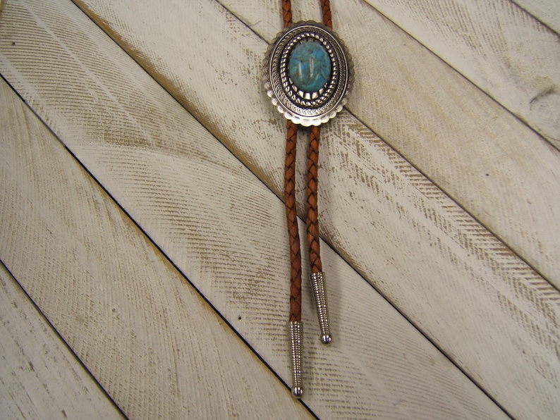 Southwestern Silver Bolo Tie W Turquoise Color Stone Men's Bolo Tie ...
