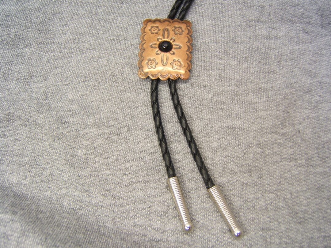 Indian Style Concho Bolo Tie Copper Unisex Bola Lariat Necklace Leather ...