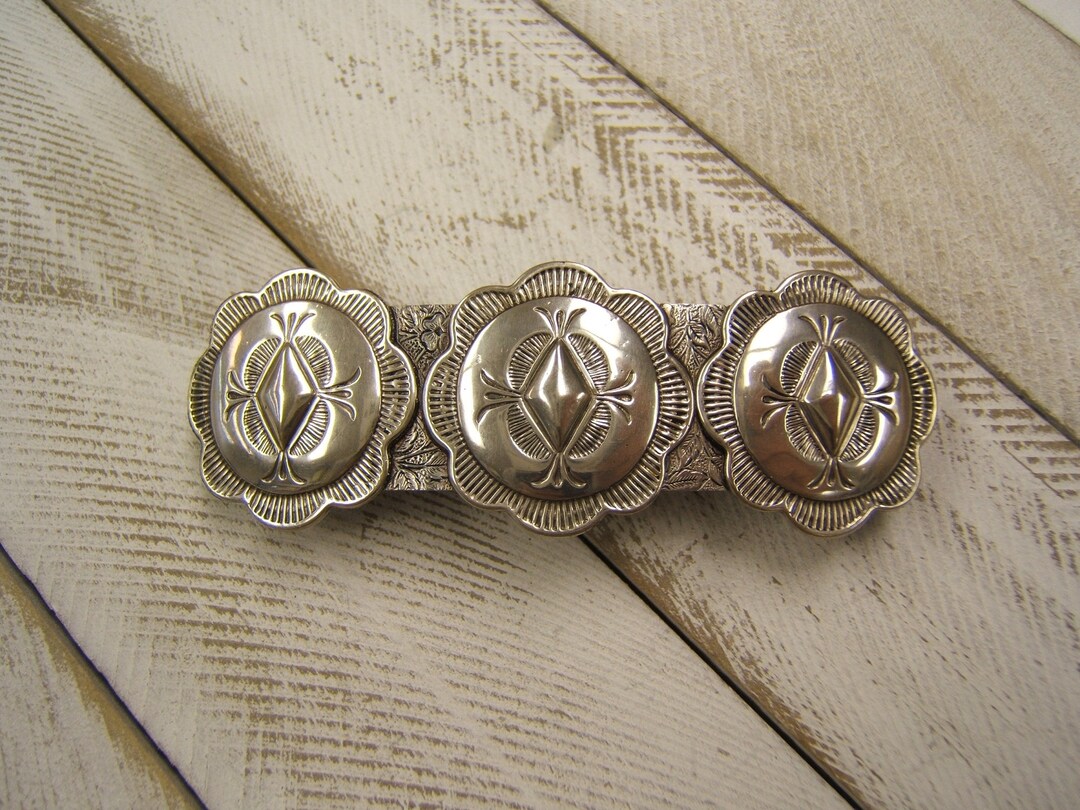 Unique Silver Barrette Hair Jewelry French Clip Southwestern Western ...