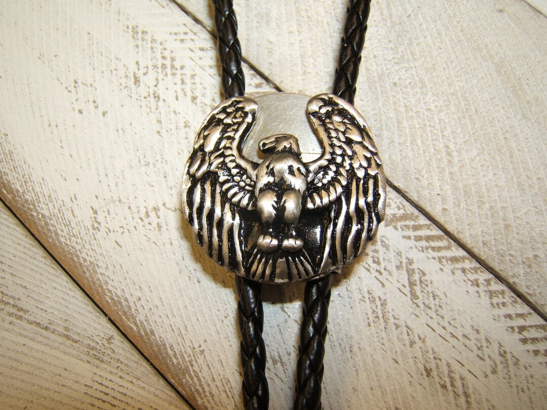 Unique Birthday Gift Minimalist Eagle Pewter Antiqued Bolo Tie Western ...