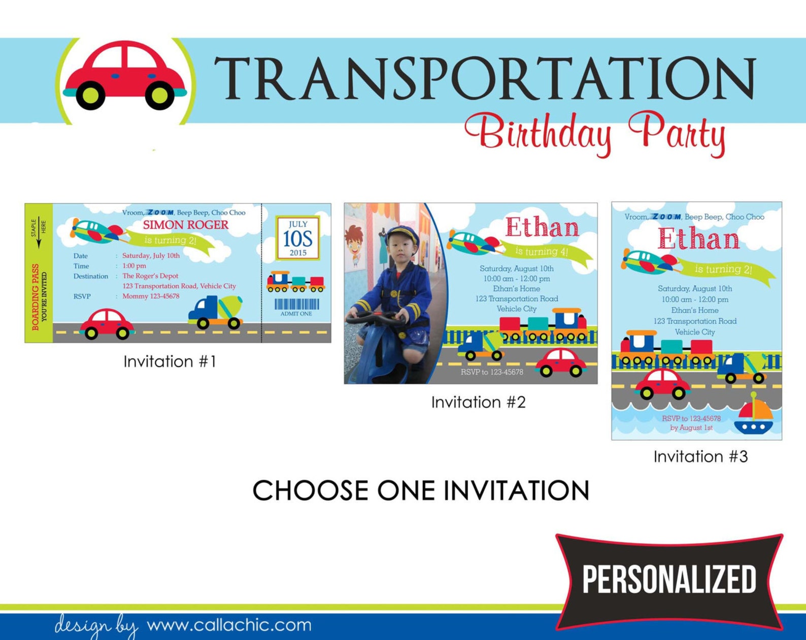 Transportation Birthday Party Package DIY Printable for Boy - Etsy