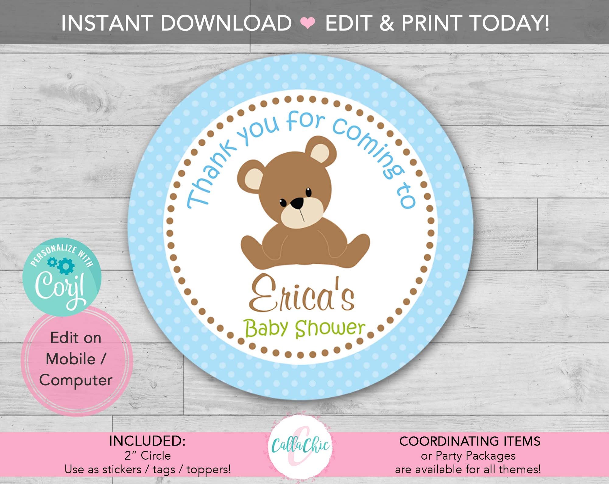 Teddy Bear 2 Party Circle PRINTABLE INSTANT DOWNLOAD | Etsy