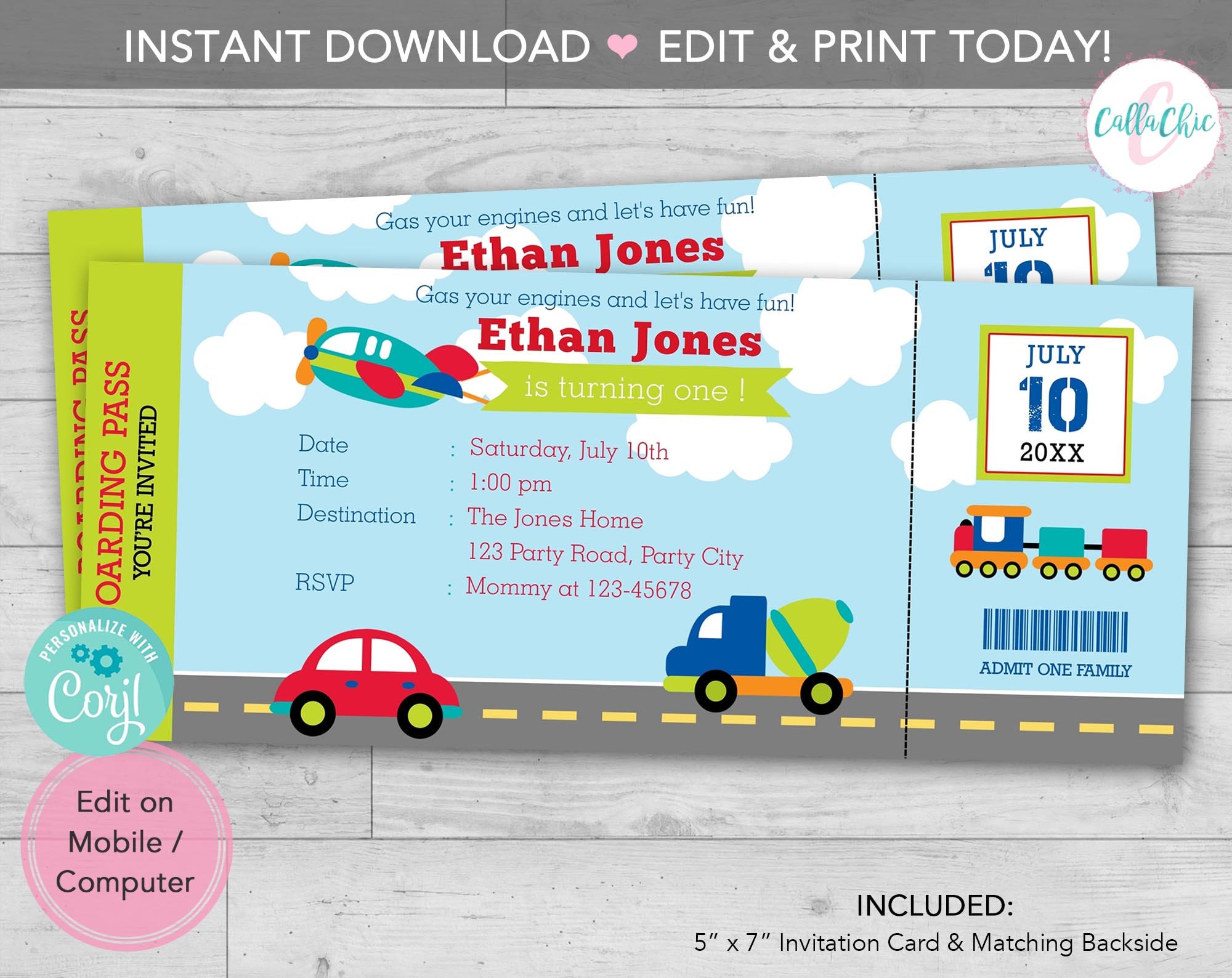 Transportation Ticket Invitation PRINTABLE INSTANT DOWNLOAD - Etsy