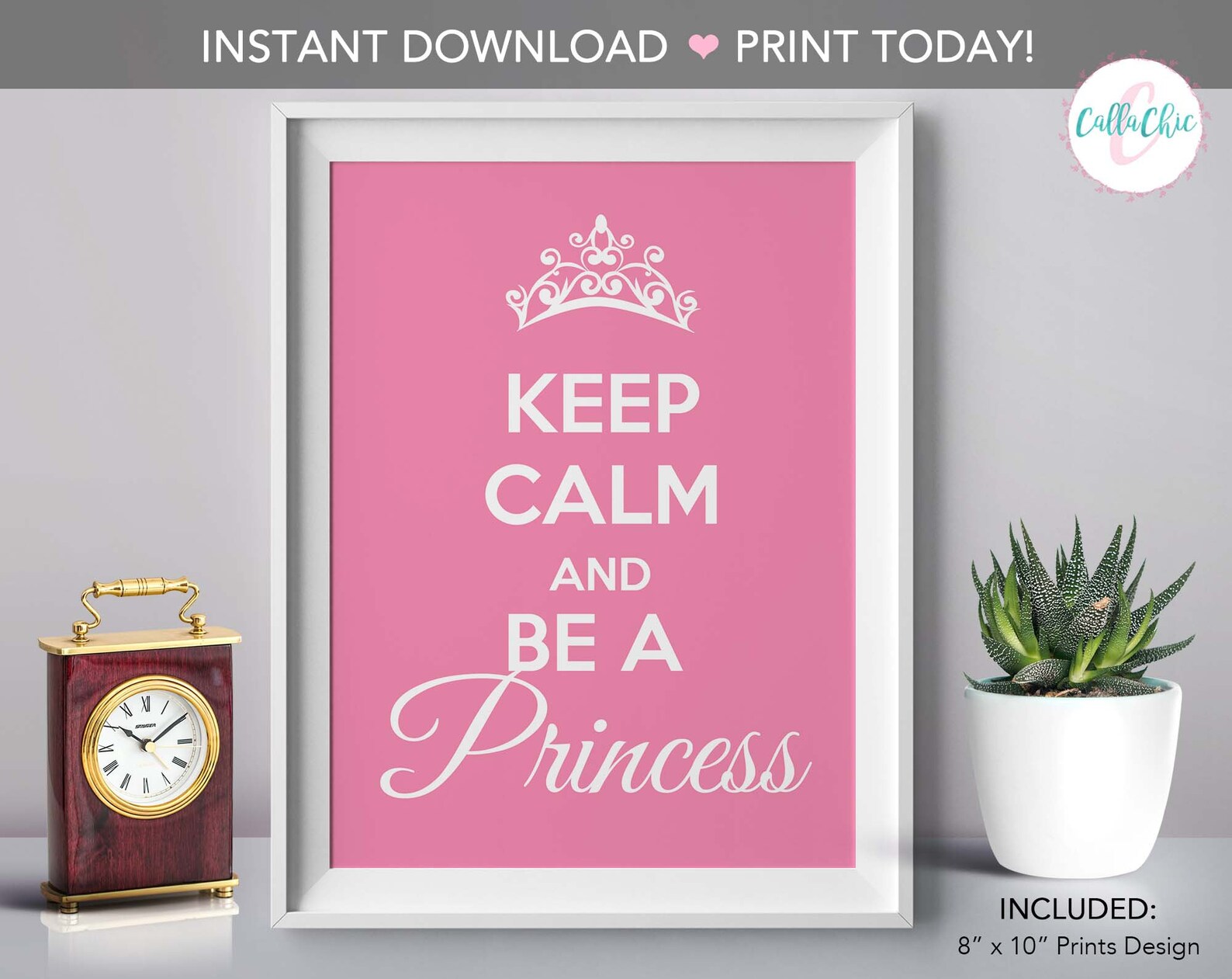 Keep Calm and Be A Princess PRINTABLE Wall Art Prints Pink for Girls ...