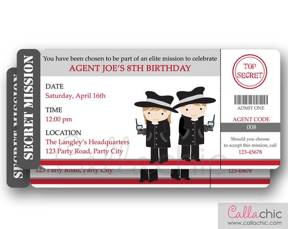 Secret Agent Invitation PRINTABLE Spy Detective Secret | Etsy