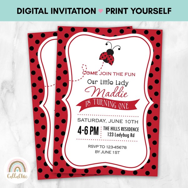 Ladybug Invitation - Etsy