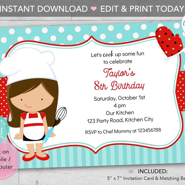 Cooking Invitation - Etsy