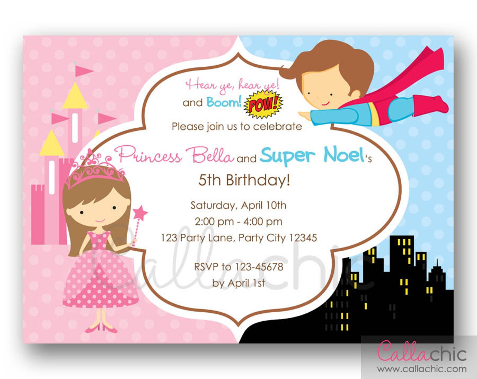 Princess Superhero Birthday Party Package PRINTABLE DIY for | Etsy