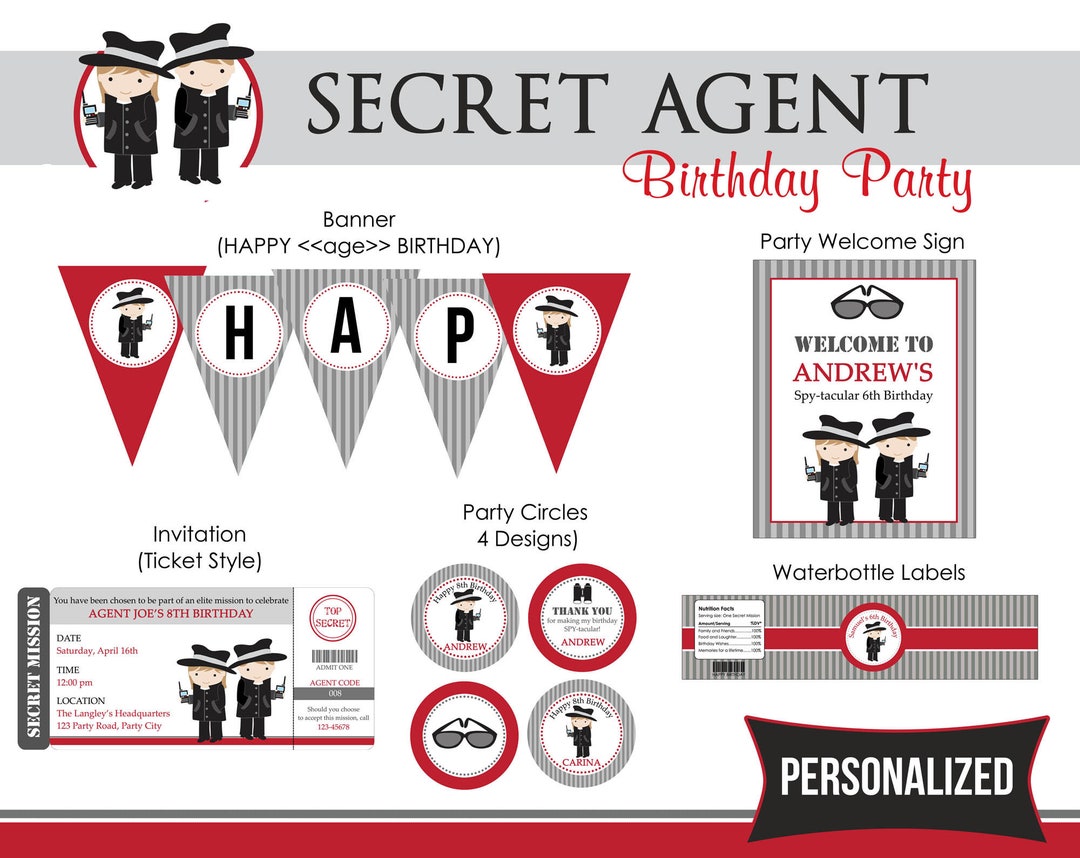 Secret Agent Party Package PRINTABLE DIY - Super Spy Birthday Party ...
