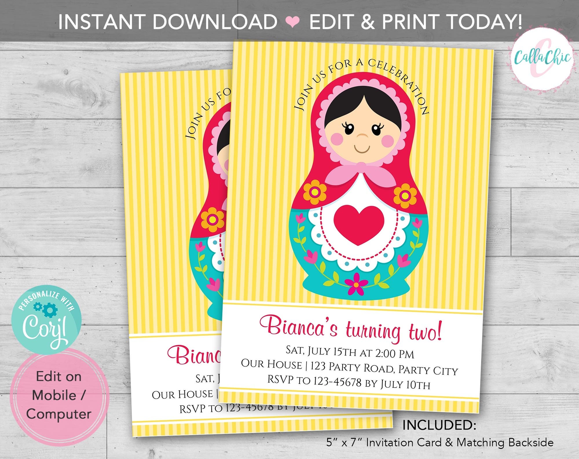 Paper Invitations & Announcements Matryoshka Invitation PRINTABLE ...