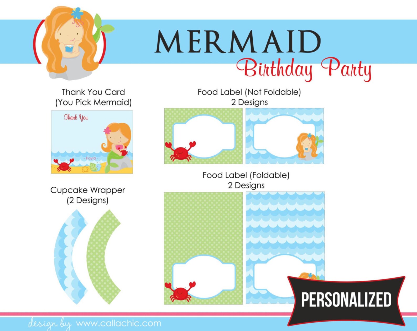 Mermaid Birthday Party Package PRINTABLE DIY for Girls | Etsy