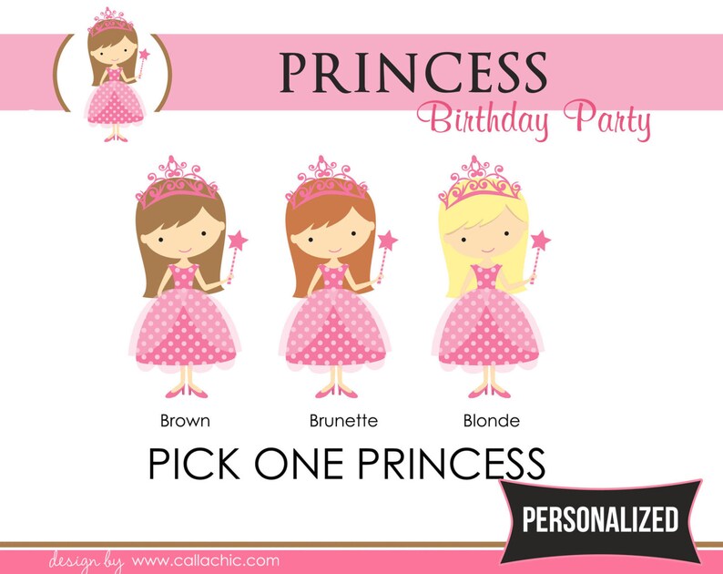 Princess Birthday Party Package PRINTABLE for Girls brown - Etsy