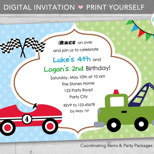 Tow Truck Party Invitation - Etsy
