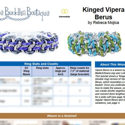 Tutorial: Kinged Vipera Berus intermediate Chainmaille - Etsy