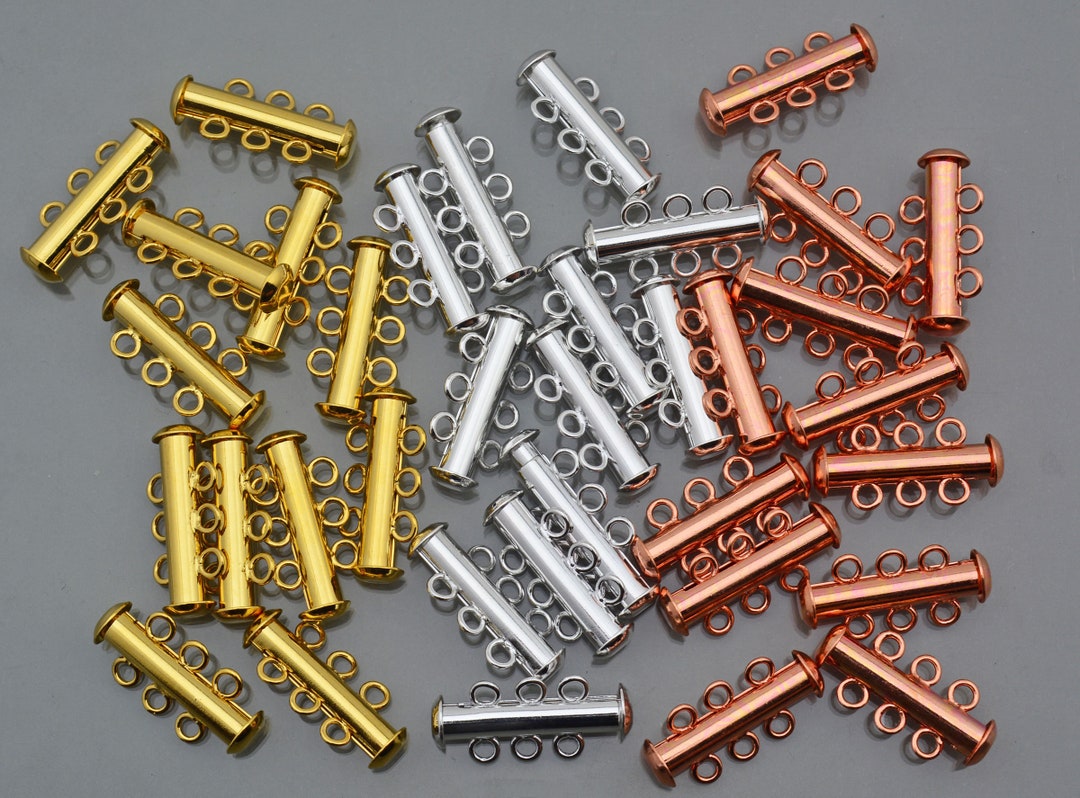 72 Clasps - 3-strand Slide Clasp in Silver, Gold, Copper or Gunmetal ...