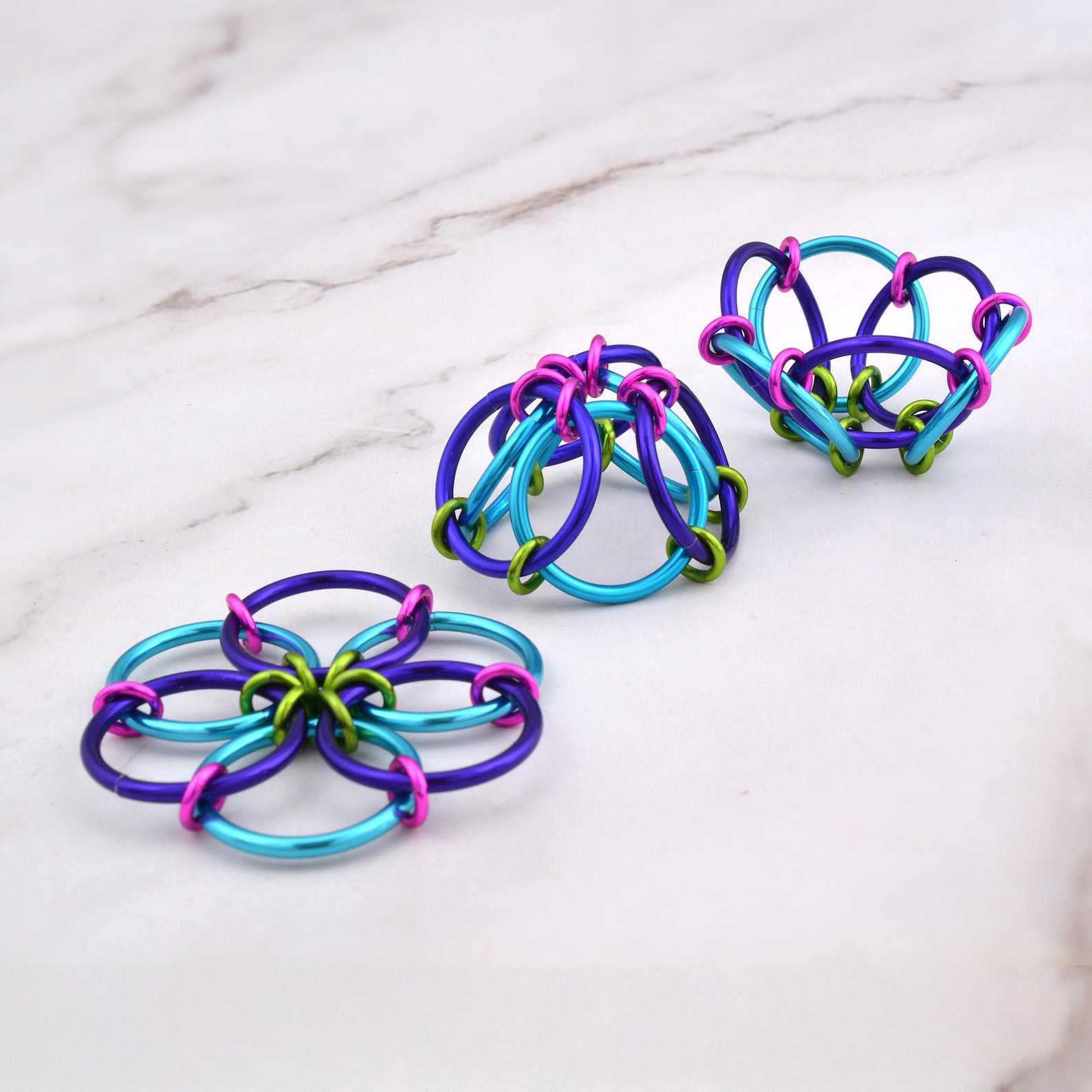 Project Pack Fidget Flower Makes Two Aluminum Chainmaille Fidget