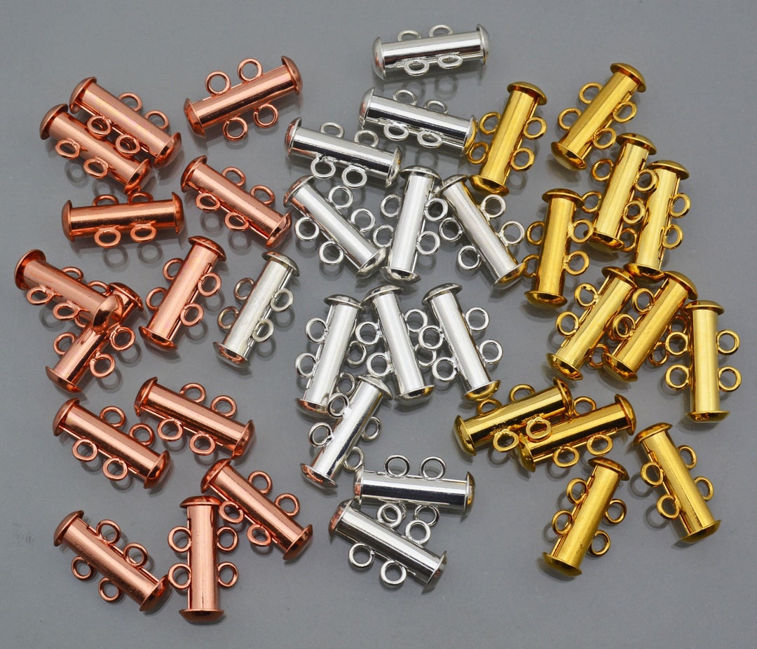 72 Clasps - 2-strand Slide Clasp in Silver, Gold, Copper or Gunmetal ...