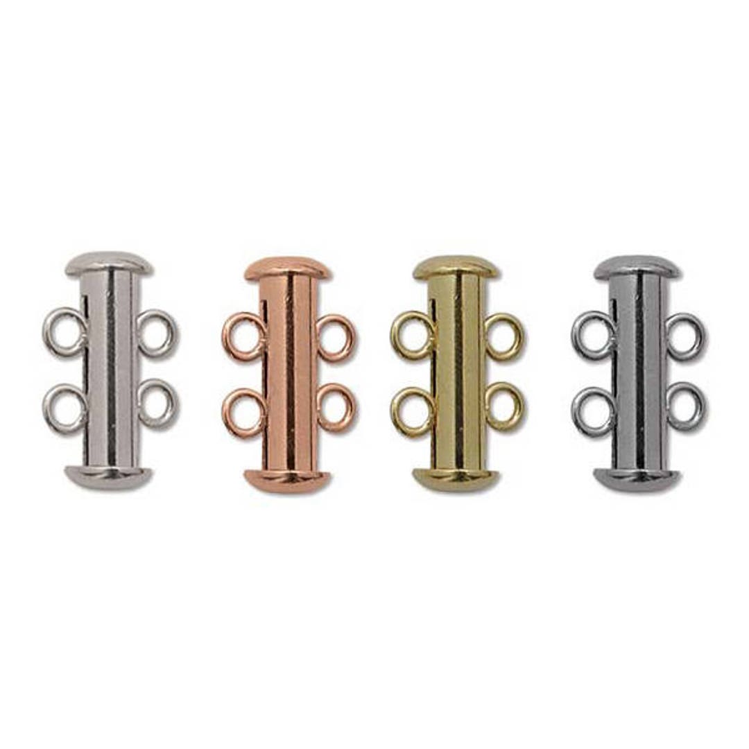 2-strand Slide Clasp in Silver, Gold, Gunmetal or Copper Finish - Tube ...
