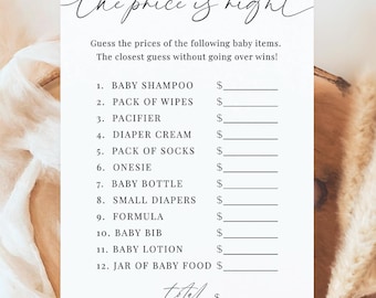 Baby Price is Right Game, Baby Shower Price is Right, Baby Shower Games ...