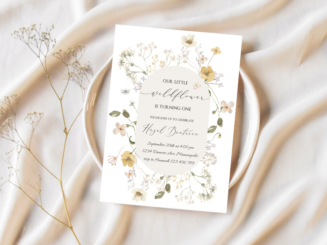 Editable Wildflower Birthday Invitation, Instant Download Wildflower ...