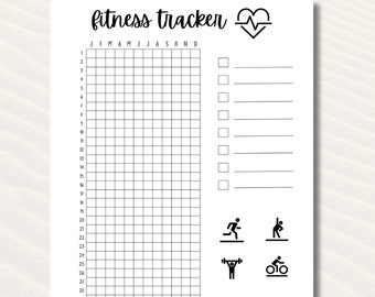 Workout Tracker Printable / Bullet Journal Fitness Tracker / Daily ...