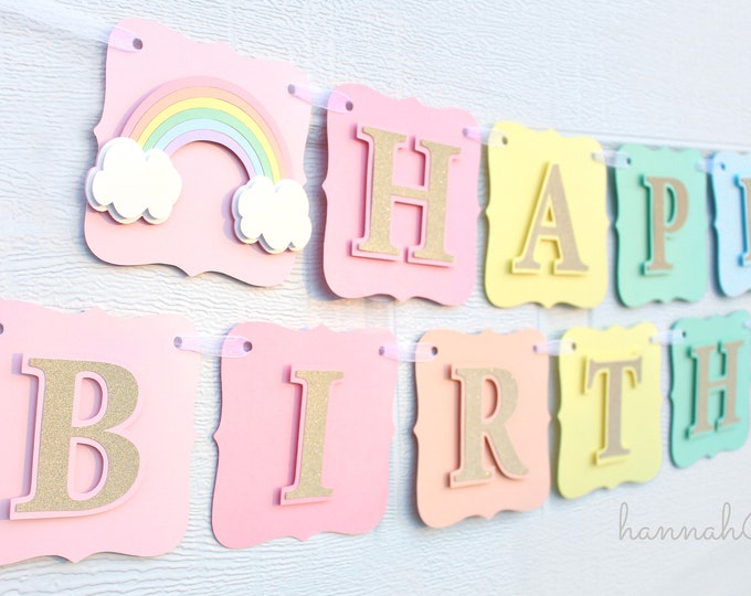 Rainbow Happy Birthday Banner Rainbow Birthday Banner - Etsy