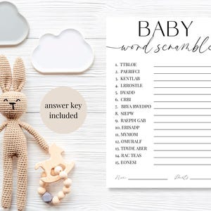 Baby Word Scramble Game, Baby Shower Word Scramble, Baby Shower Games ...