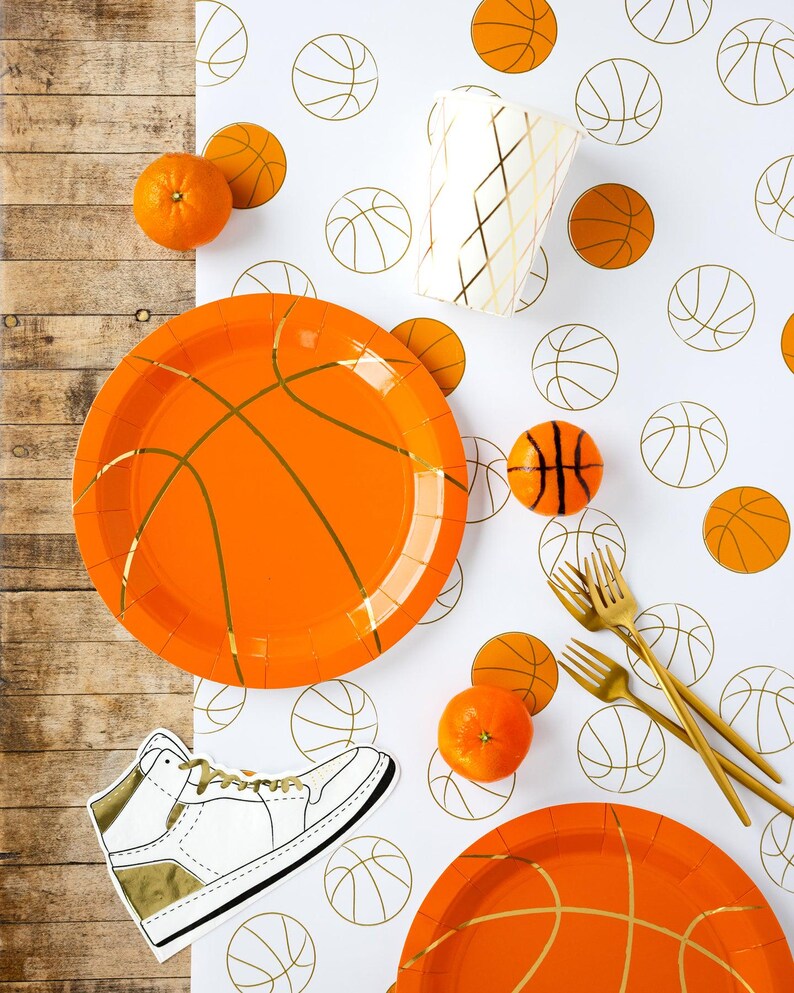 Basketball Shaped Paper Plate 8 Ct, Basketball Party Supplies ...