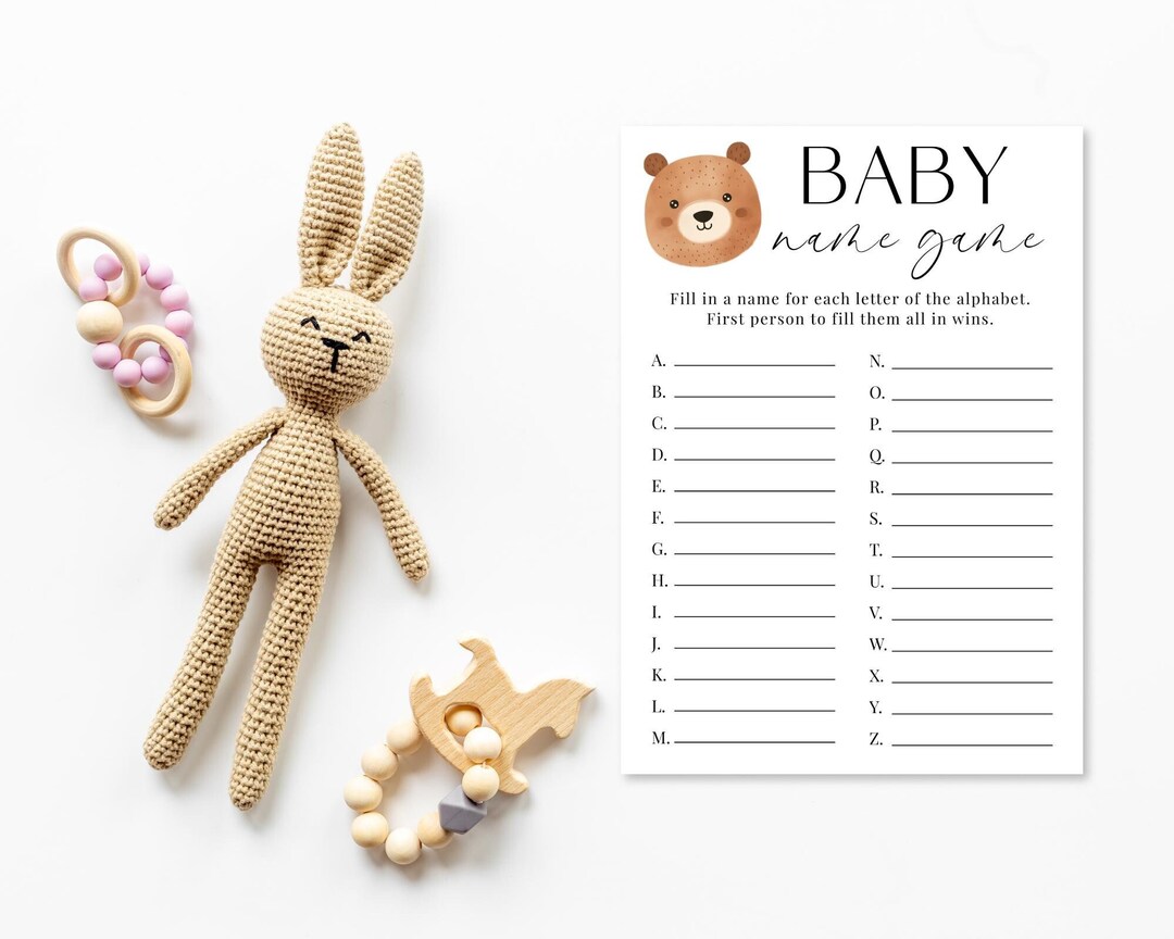 Teddy Bear Baby Name Game, Baby Shower Name Game, Baby Shower Games ...