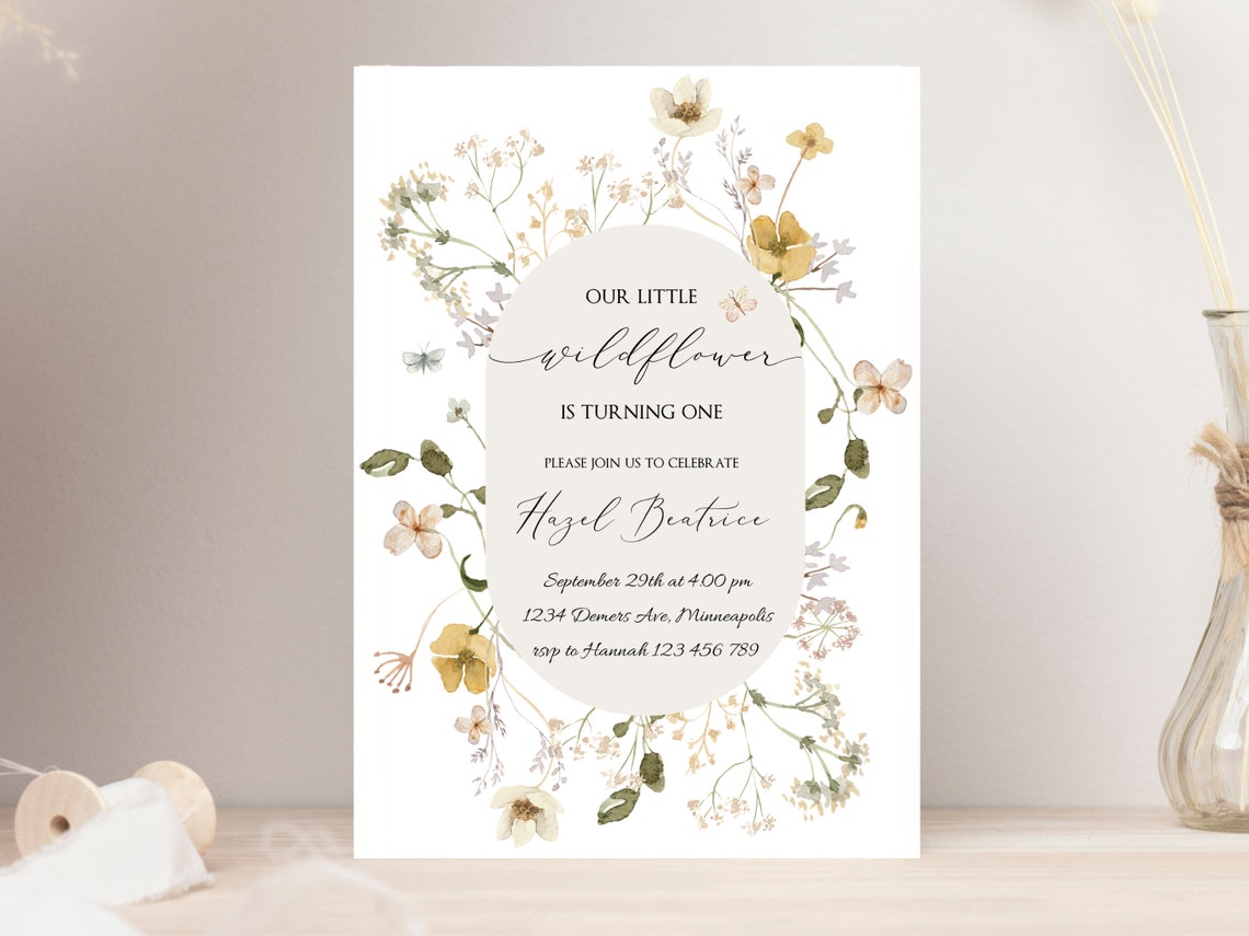 Editable Wildflower Birthday Invitation, Instant Download Wildflower ...
