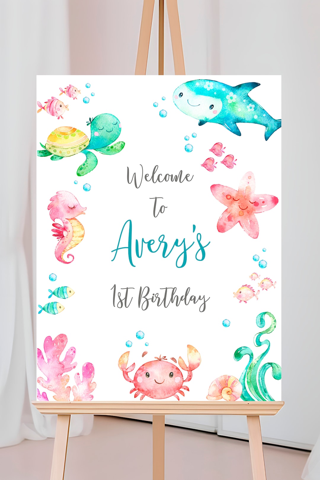 Editable Under the Sea Birthday Welcome Sign, Instant Download Oneder ...