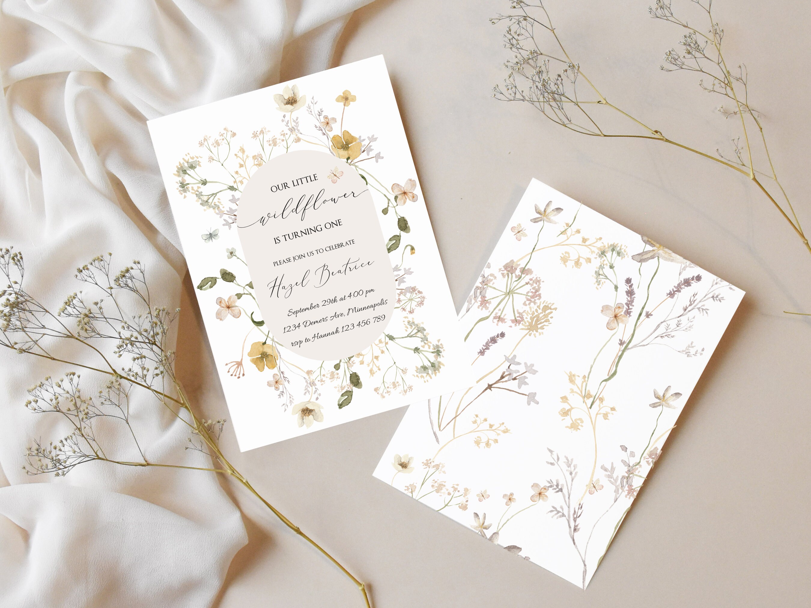 Editable Wildflower Birthday Invitation, Instant Download Wildflower ...