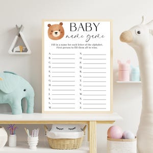 Teddy Bear Baby Name Game, Baby Shower Name Game, Baby Shower Games ...