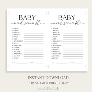 Baby Word Scramble Game, Baby Shower Word Scramble, Baby Shower Games ...