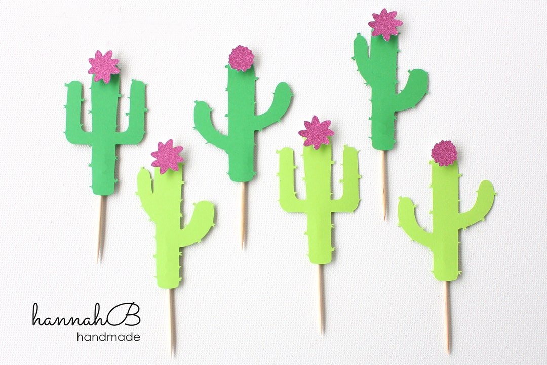 12 Cactus Cupcake Toppers Fiesta Cupcake Toppers Cactus - Etsy