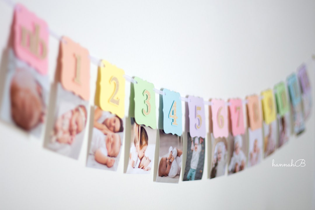 Rainbow First Birthday Photo Banner, Rainbow Milestone Banner, Rainbow ...